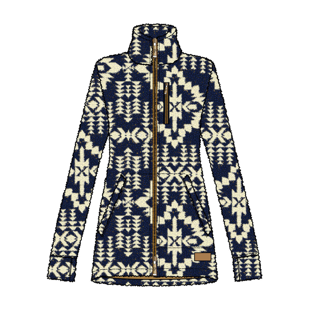 Pendleton Women's Alder-Berber Fleece Jacket, Juniper Mesa Navy ...